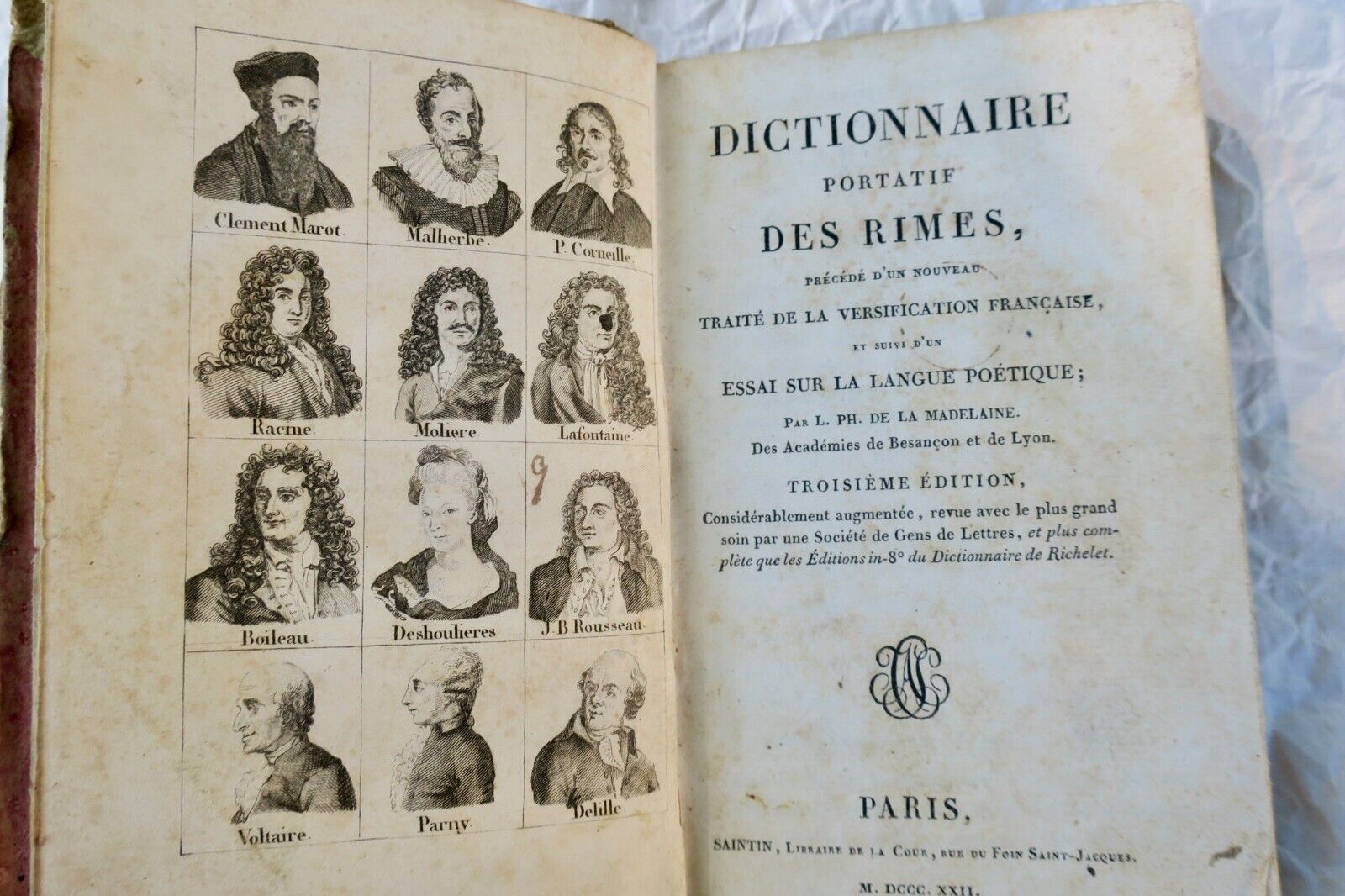 DICTIONNAIRE PORTATIF DES RIMES 1822 - Les Livres Anciens